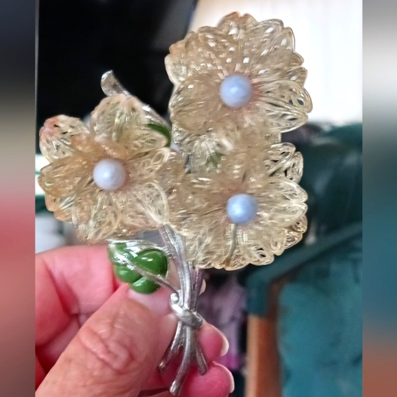 Vintage | Jewelry | Vintage Celluloid Flower Brooch Good Condition ...